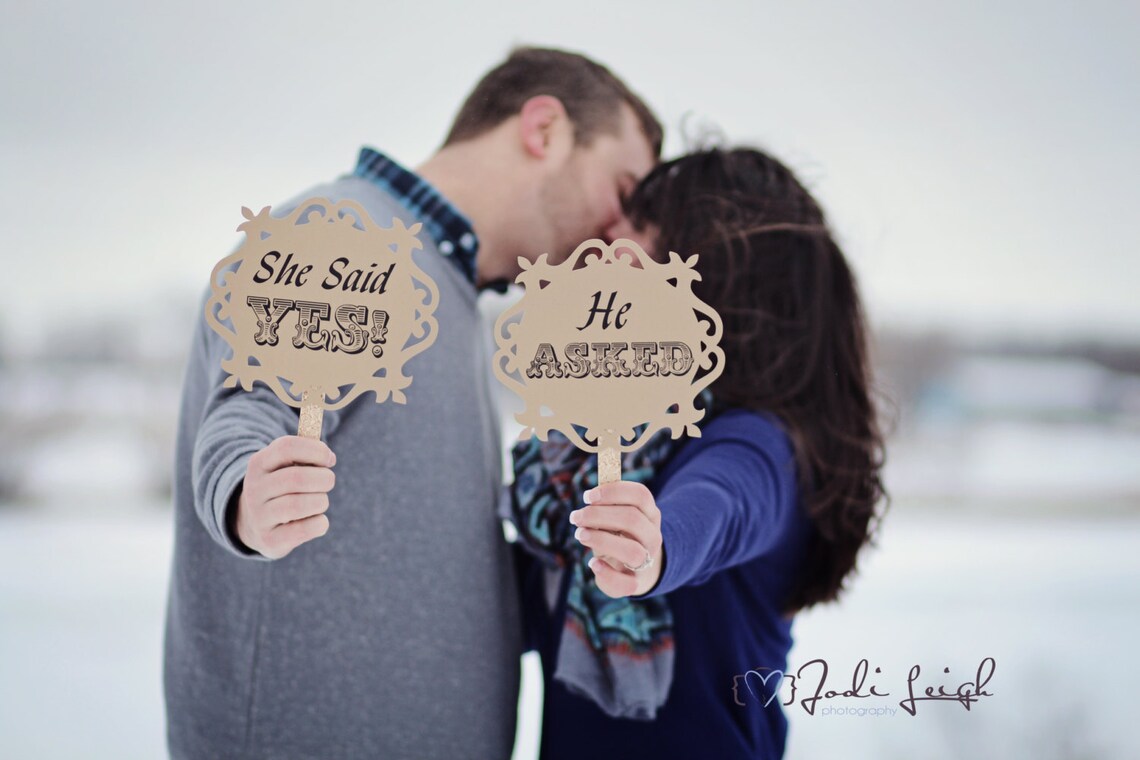 Engagement Photo Props - He Asked, She Said Yes - Engagement Picture ...