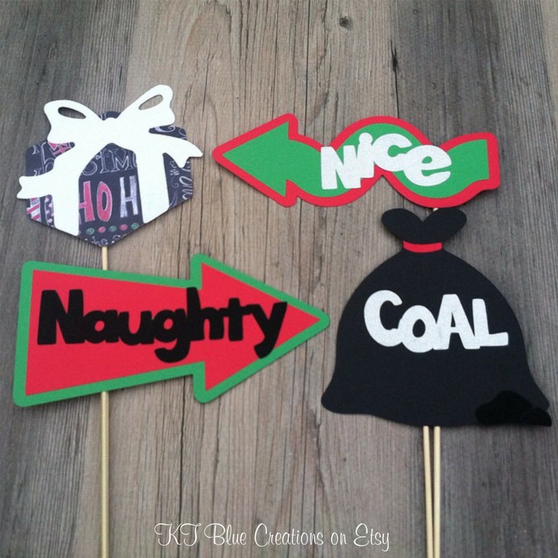 Naughty & Nice GLITTER Photo Props Christmas Party Holiday - Etsy