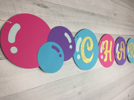 Bubbles NAME Banner Bubble Birthday Banner Girl Bubble | Etsy