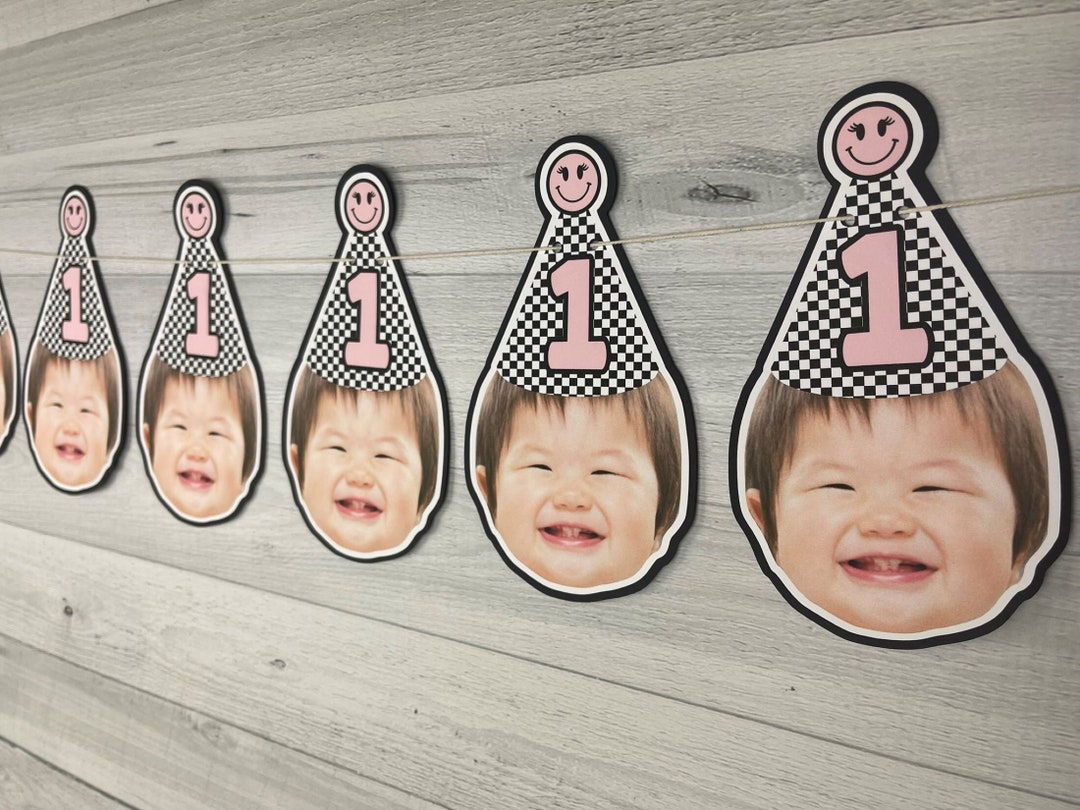 Smiley Face Birthday Custom Face Garland - One Happy Girl - Face Banner ...