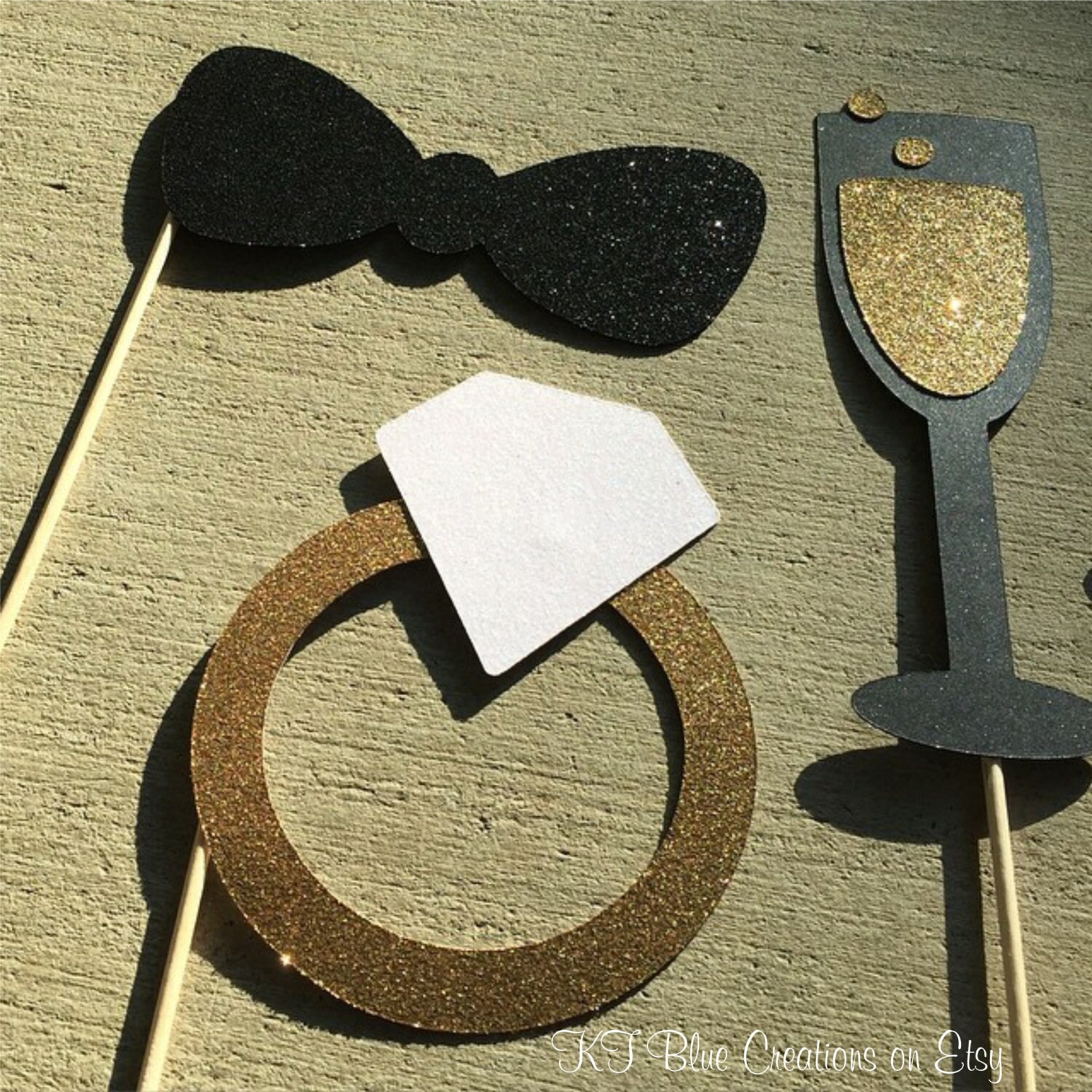 GLITTER Wedding Photo Props - Set of 6 - Photo Booth Props, Engagement ...