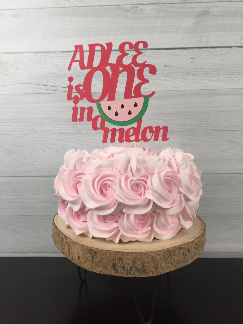 HOT PINK One in a Melon Cake Topper - Personalized Topper - Watermelon ...