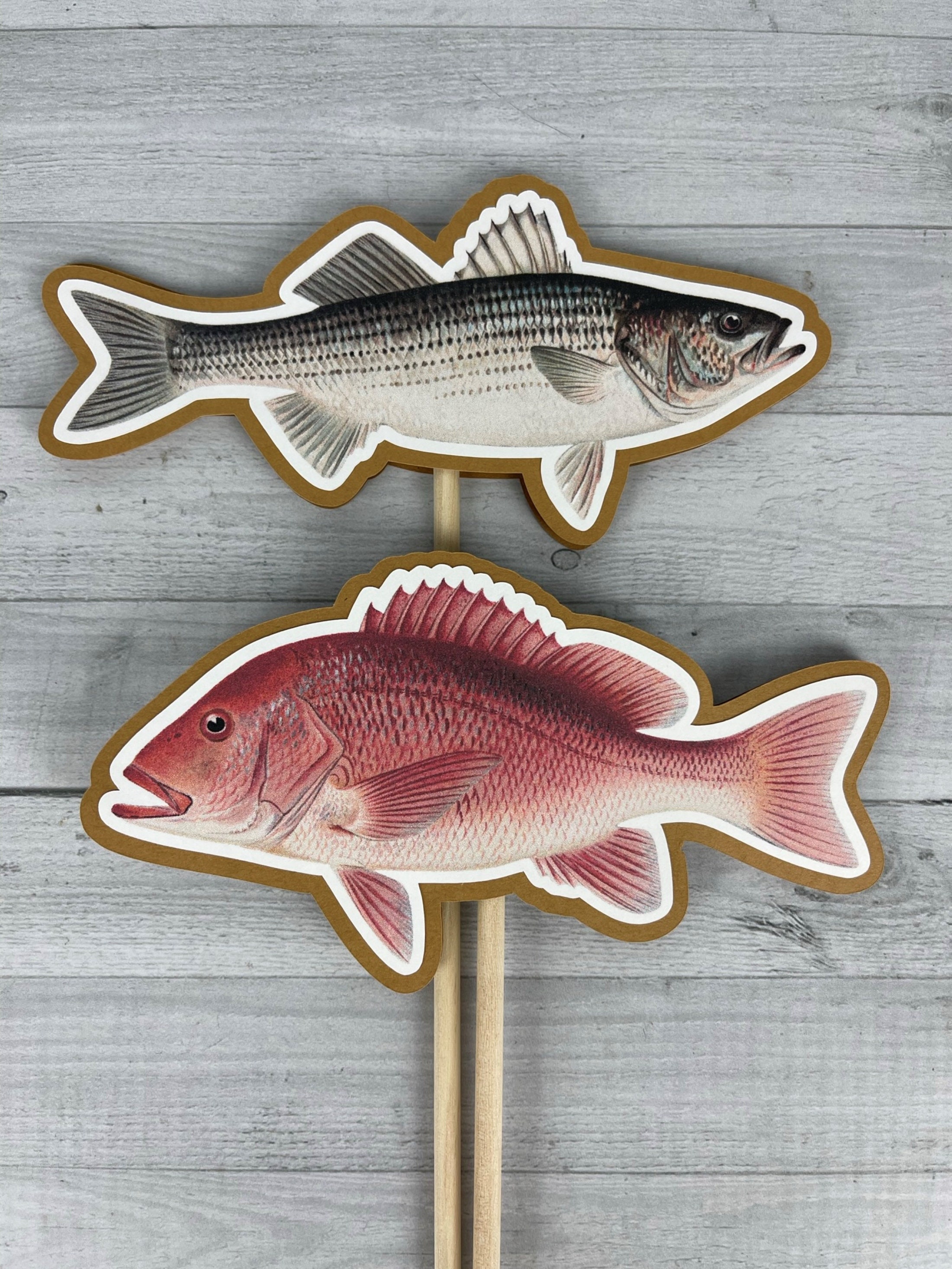 FISH Centerpieces - Vintage Fish - DOUBLE-SIDED - the Big One - Fishing ...