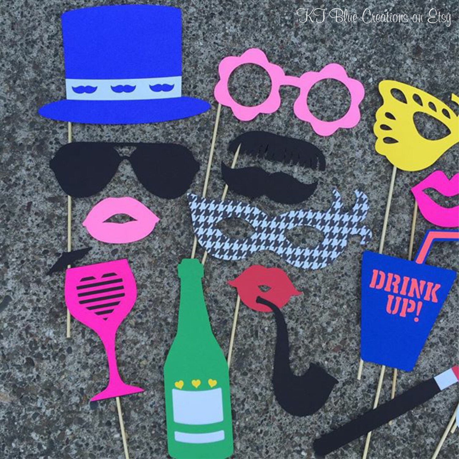 Photo Booth Props Set of 22 Colorful Fun Wedding Props - Etsy