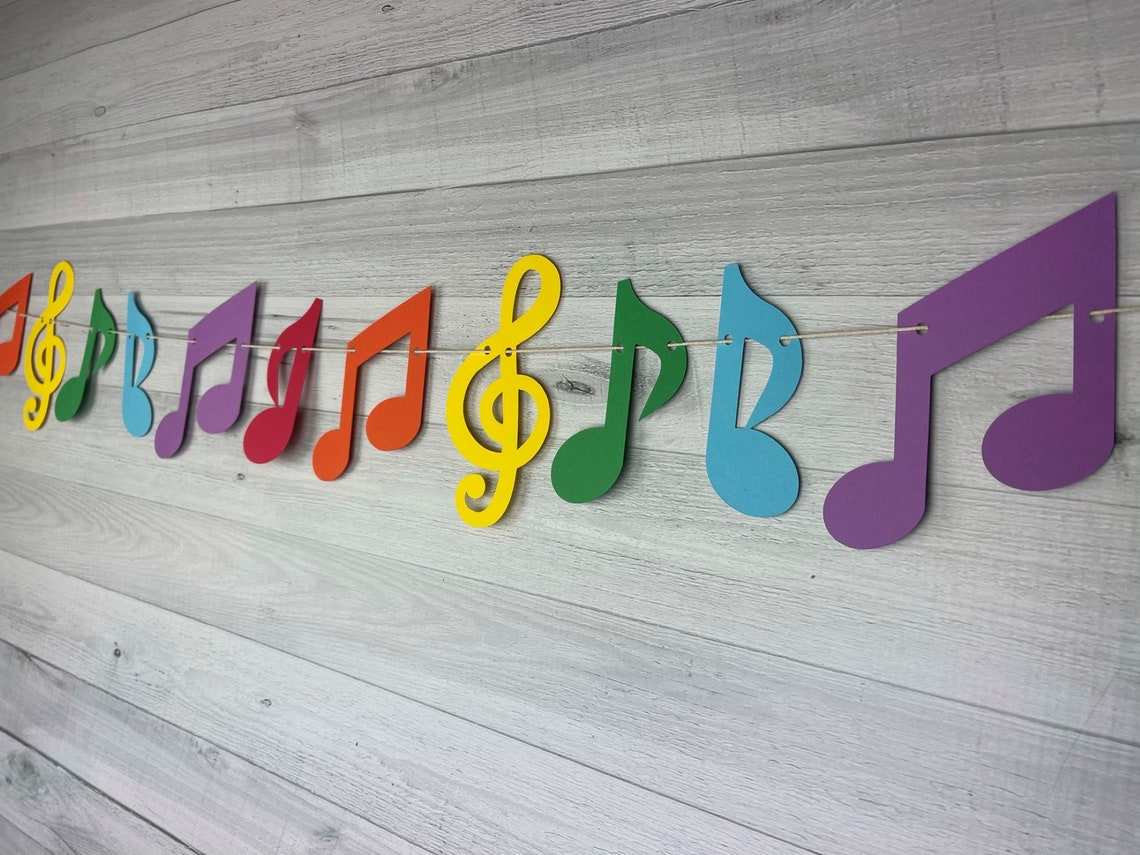 Rainbow Music Note Garland Kids Music Party Rainbow Notes - Etsy