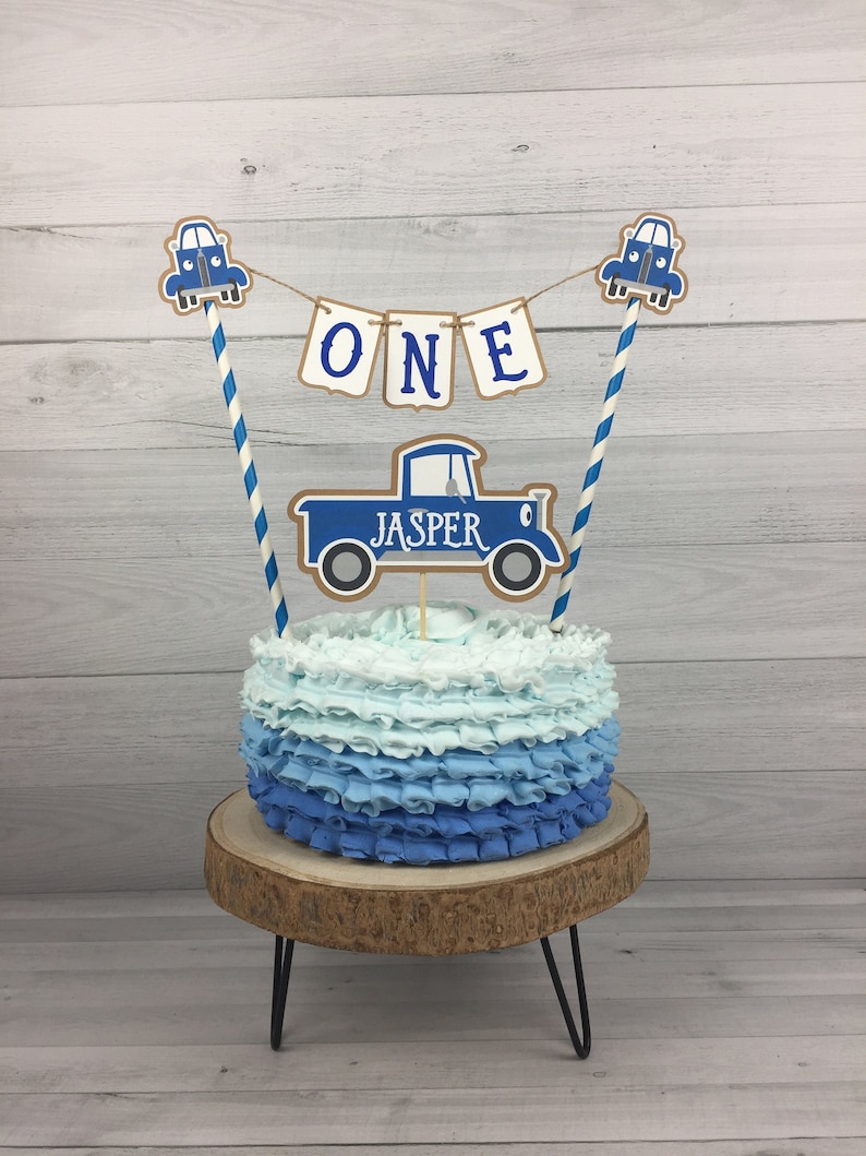 Blue Truck Cake Topper - Smash Cake Bunting Topper - 1er cumpleaños ...