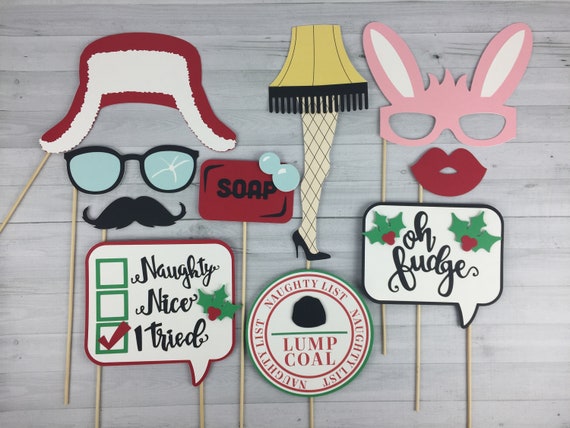 Christmas Story Photo Props - Photo Booth Props, Christmas Party Props ...