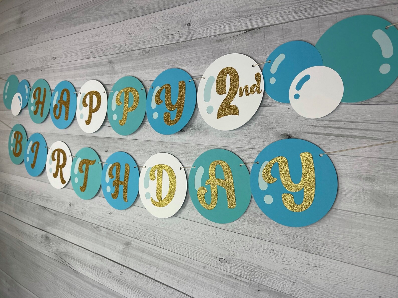 Bubbles Birthday Banner Bubble Birthday Blue Bubble Party | Etsy