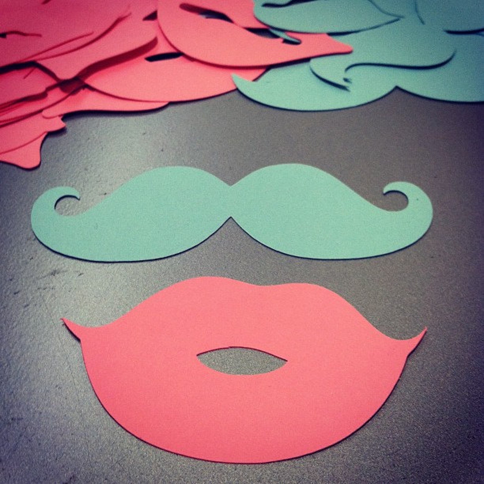 50 LARGE Mustache & Lips - 3"- 4" - You Choose Color - Gender Reveal ...