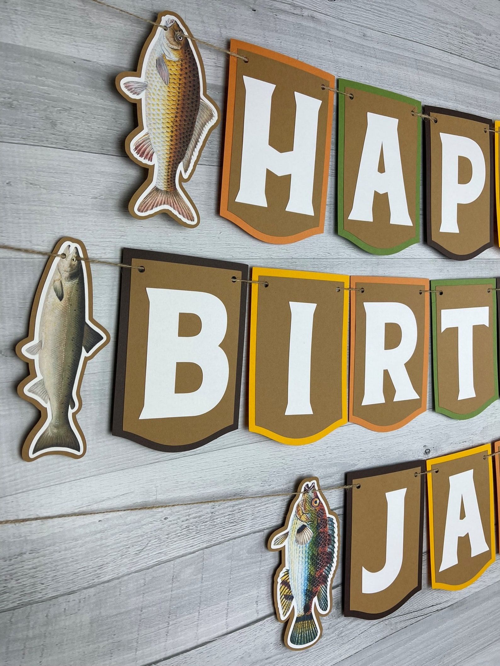 FISH Birthday Banner - Vintage Fish Banner - Realistic Fish - Fishing ...