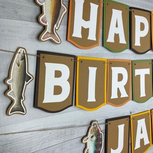 FISH Birthday Banner - Vintage Fish Banner - Realistic Fish - Fishing ...