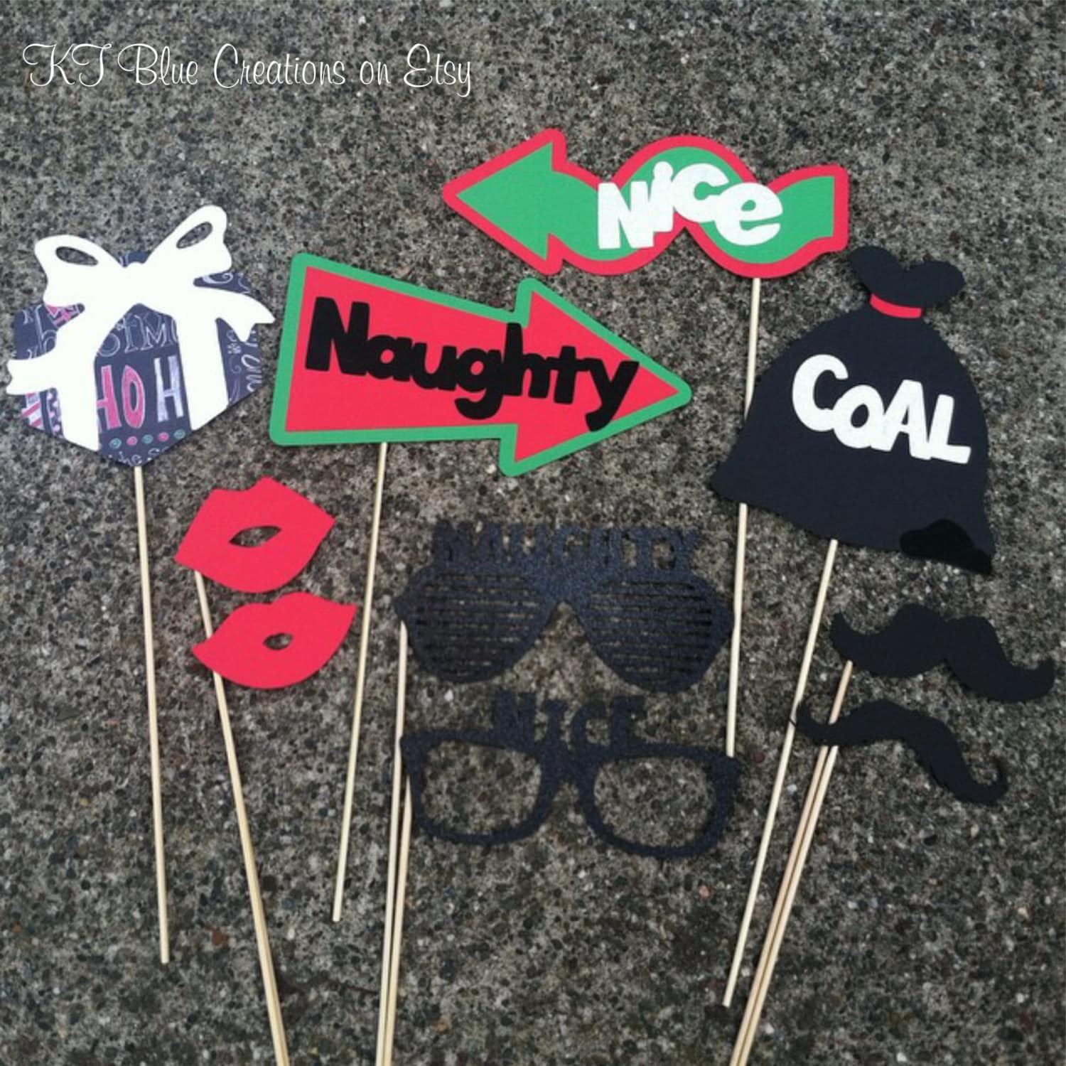 Naughty & Nice GLITTER Photo Props Christmas Party Holiday | Etsy