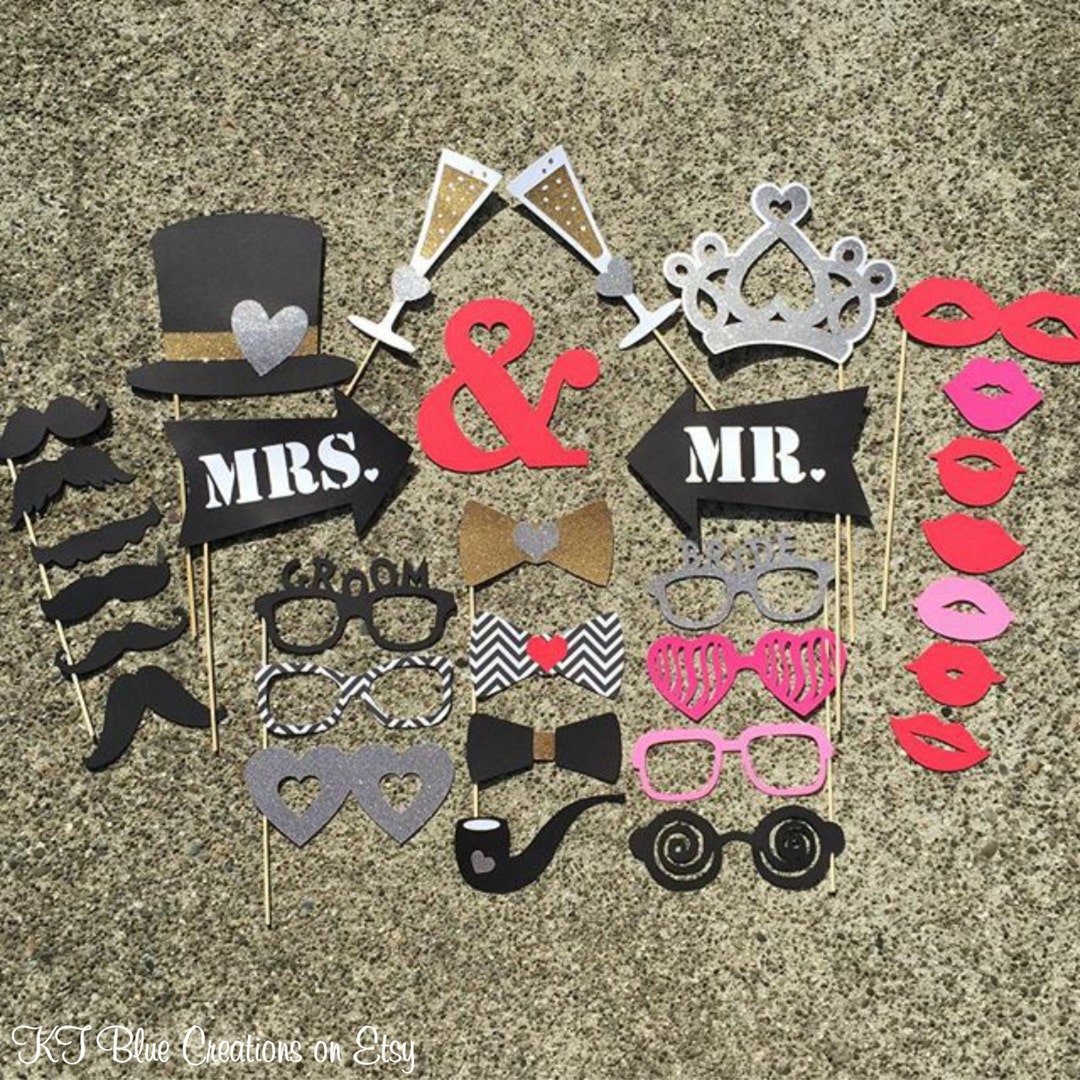 Wedding Photo Props - GLITTER Photo Props - Wedding Photo Booth ...