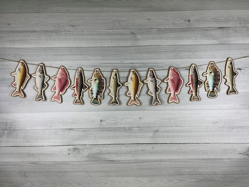 FISH Garland - Vintage Fish Garland - Realistic Fish Banner - Fishing ...