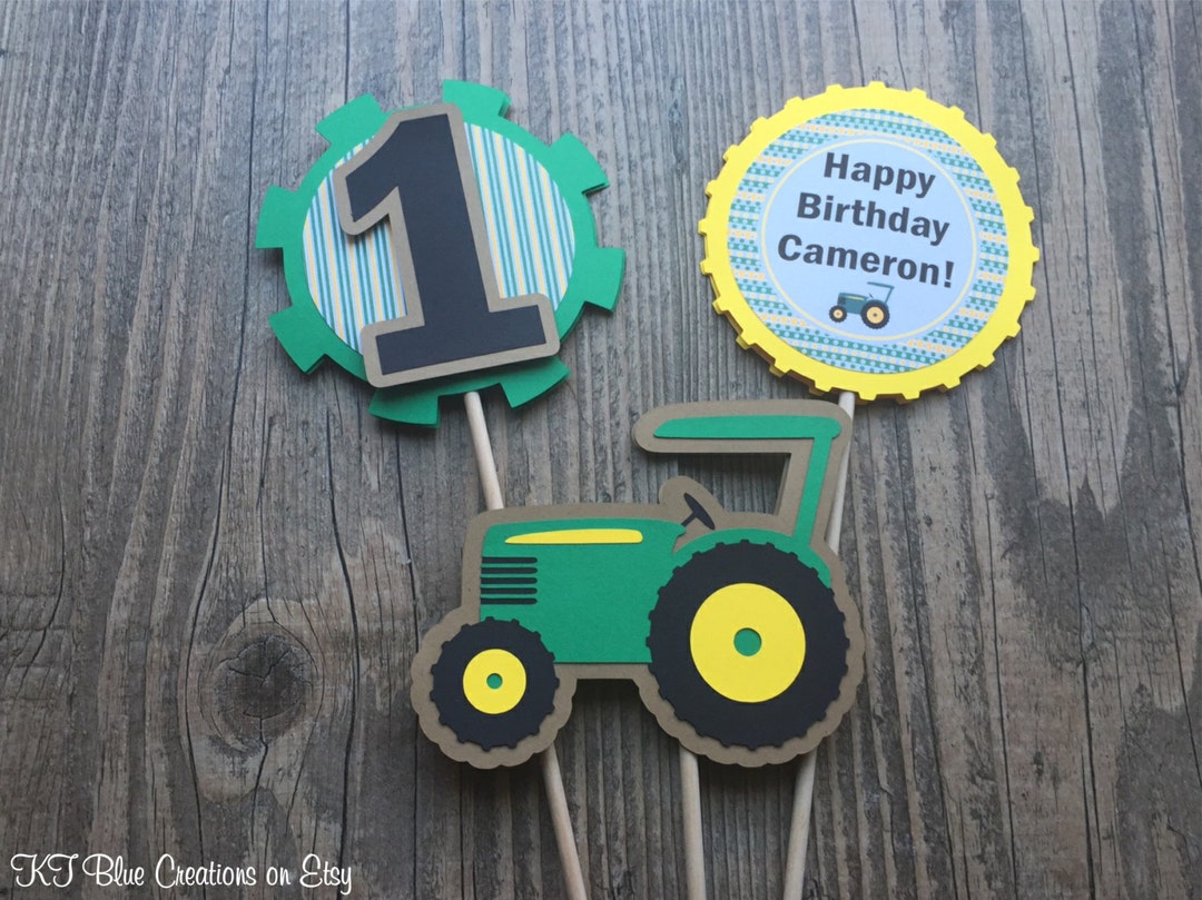 Tractor Centerpieces - Set of 3 - DOUBLE-SIDED - Tractor Birthday Party ...