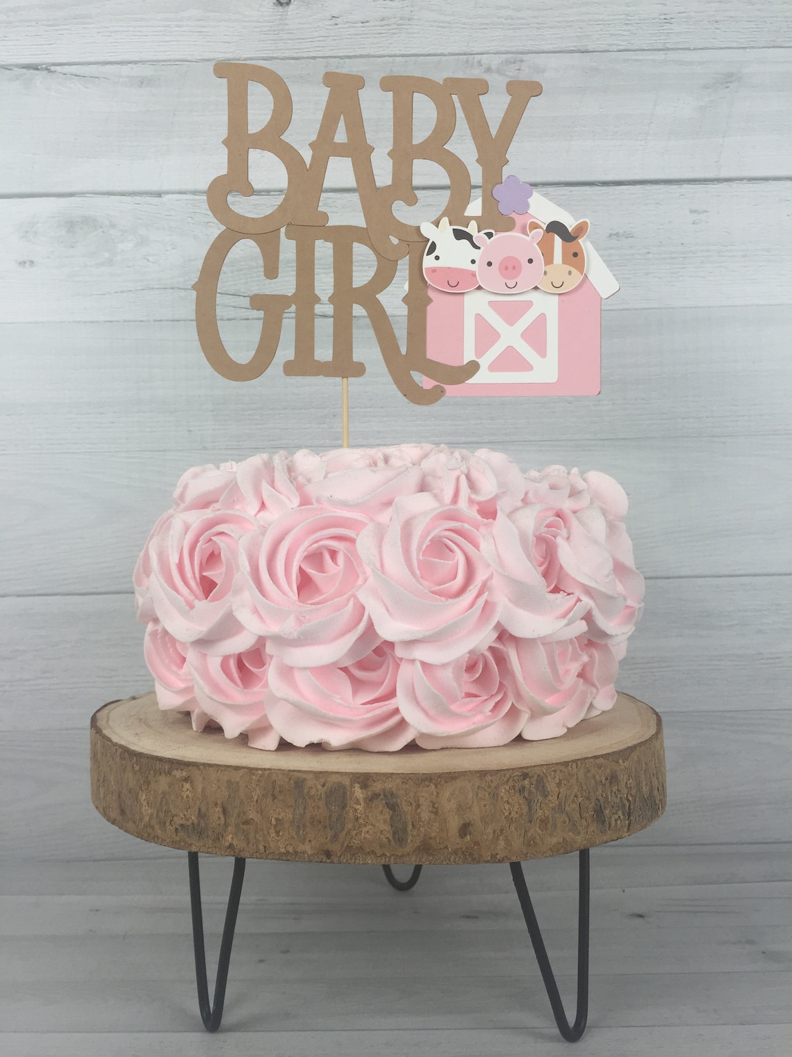 Baby Girl Farm Cake Topper - Farm Baby Shower - It's a Girl Baby Shower ...