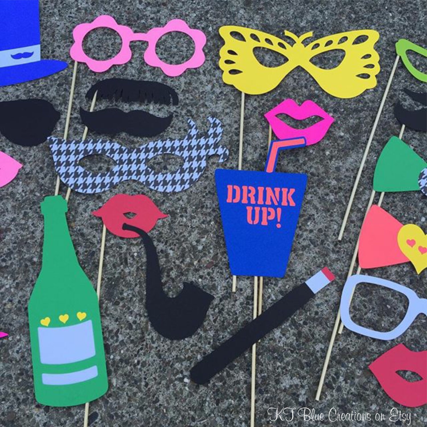 Photo Booth Props Set of 22 Colorful Fun Wedding Props - Etsy