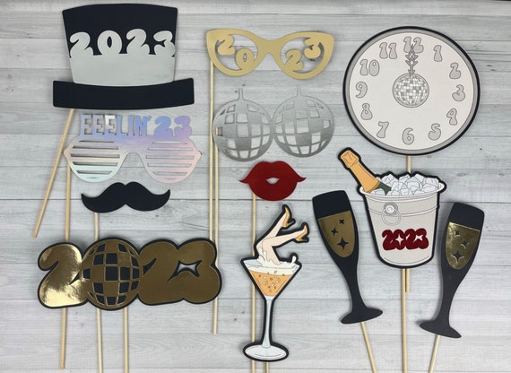 2023 NYE Photo Props - Retro New Years Eve - New Years Eve 2023 ...