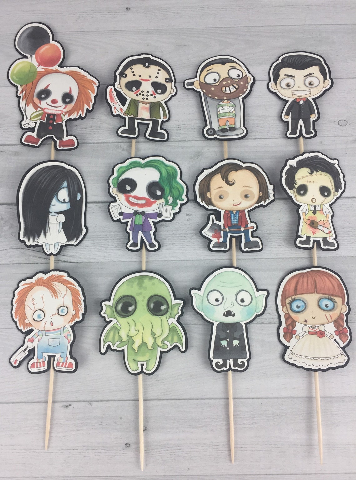 Horror Movie Cupcake Toppers SET 2 Cute Horror Toppers | Etsy