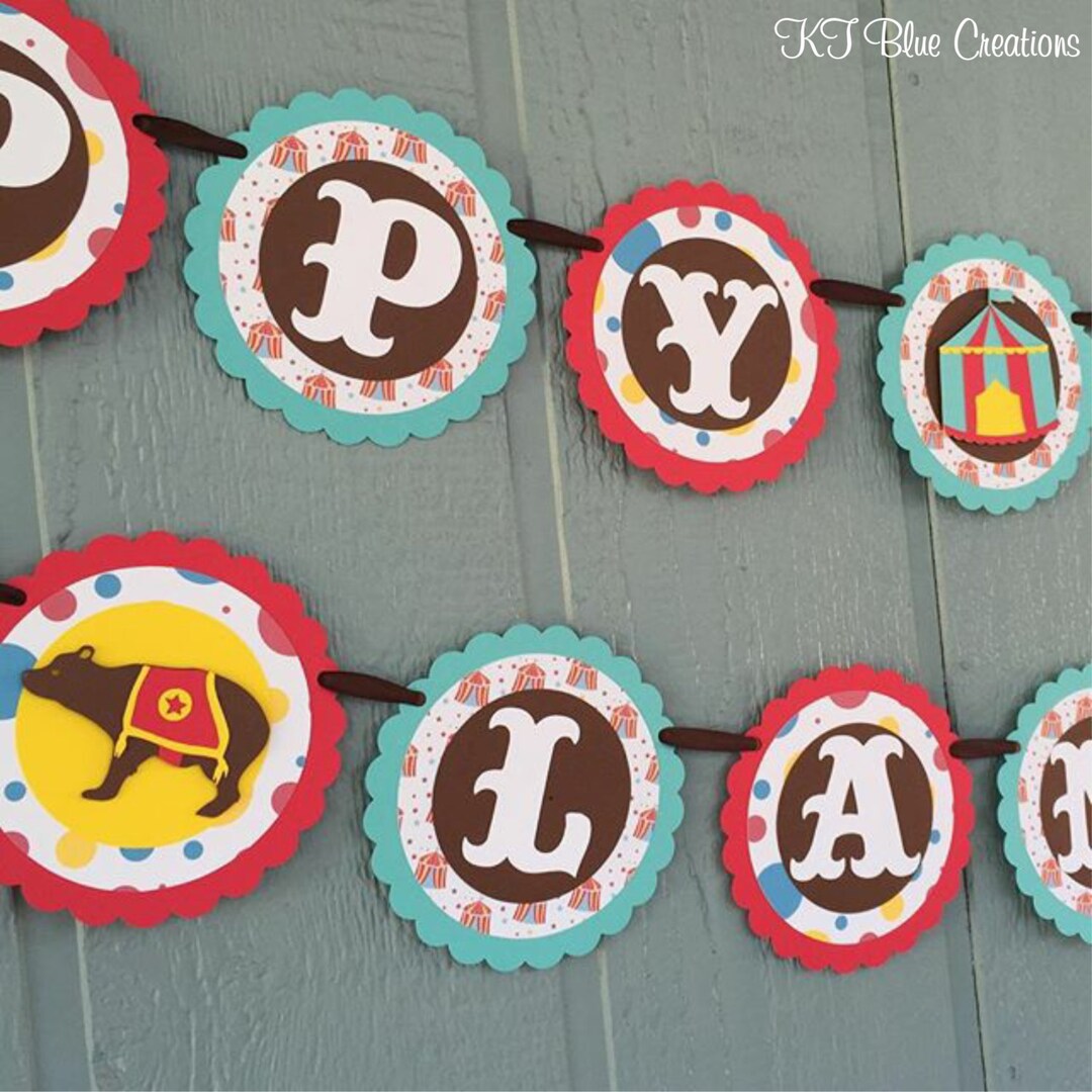 Circus Birthday Banner Carnival Birthday Banner Circus Animals Circus ...
