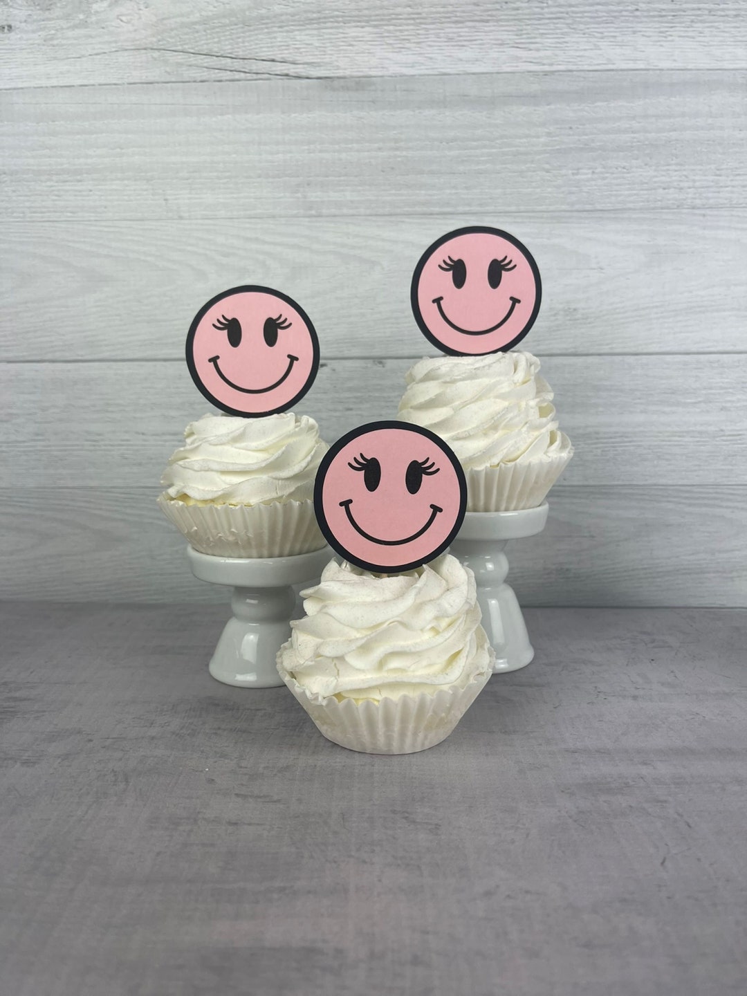 Smiley Face Girl Cupcake Toppers - One Happy Girl Birthday - Happy ...