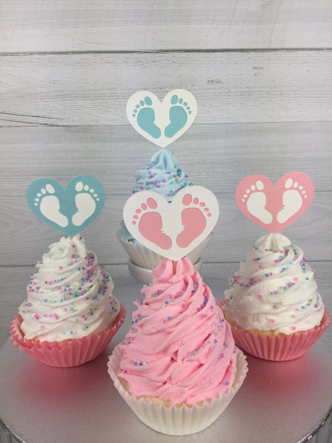 Baby Feet Cupcake Toppers - Baby Shower Cupcake Toppers - Valentine ...