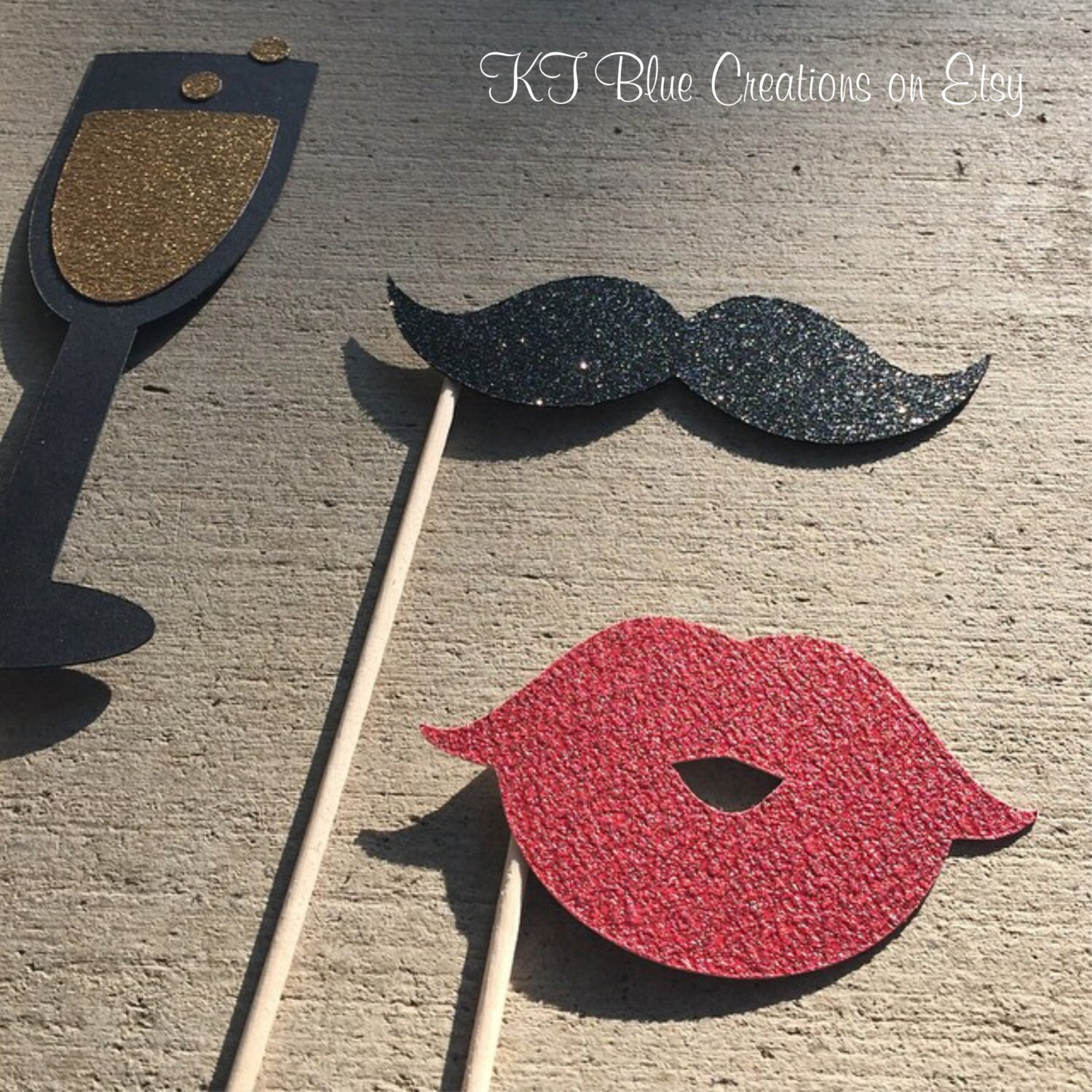 GLITTER Wedding Photo Props Set of 6 Photo Booth Props - Etsy