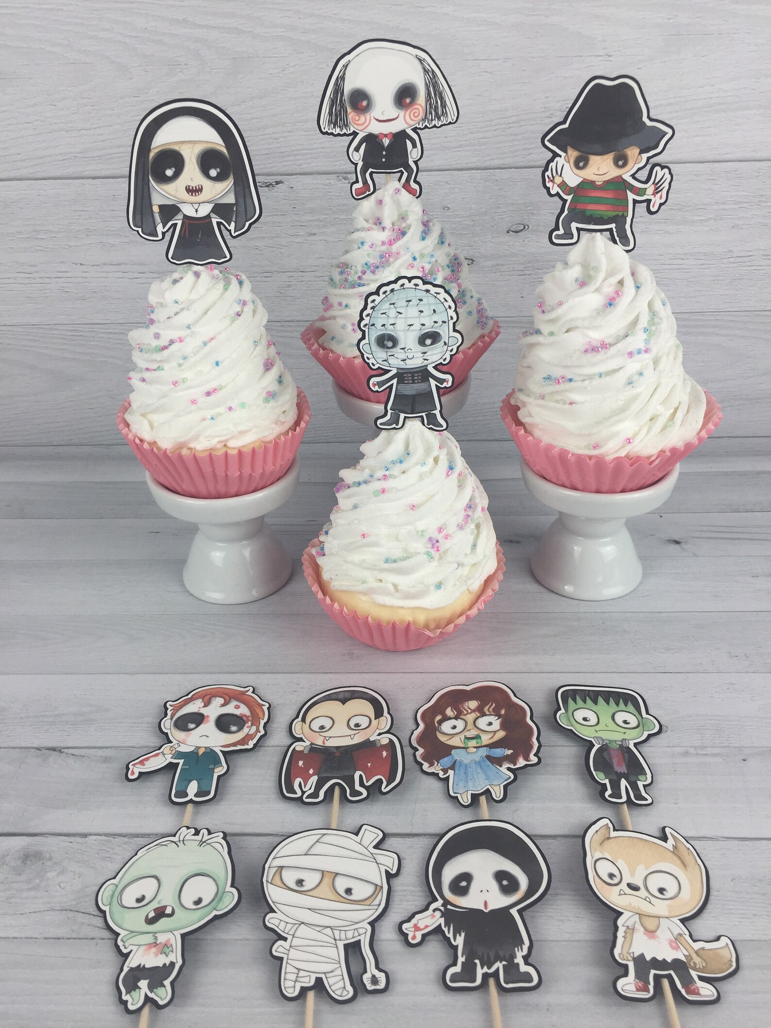 Horror Movie Cupcake Toppers SET 1 Cute Horror Toppers | Etsy