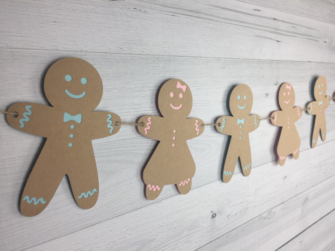 GINGERBREAD Gender Reveal Garland - Christmas Baby Shower - Gingerbread ...