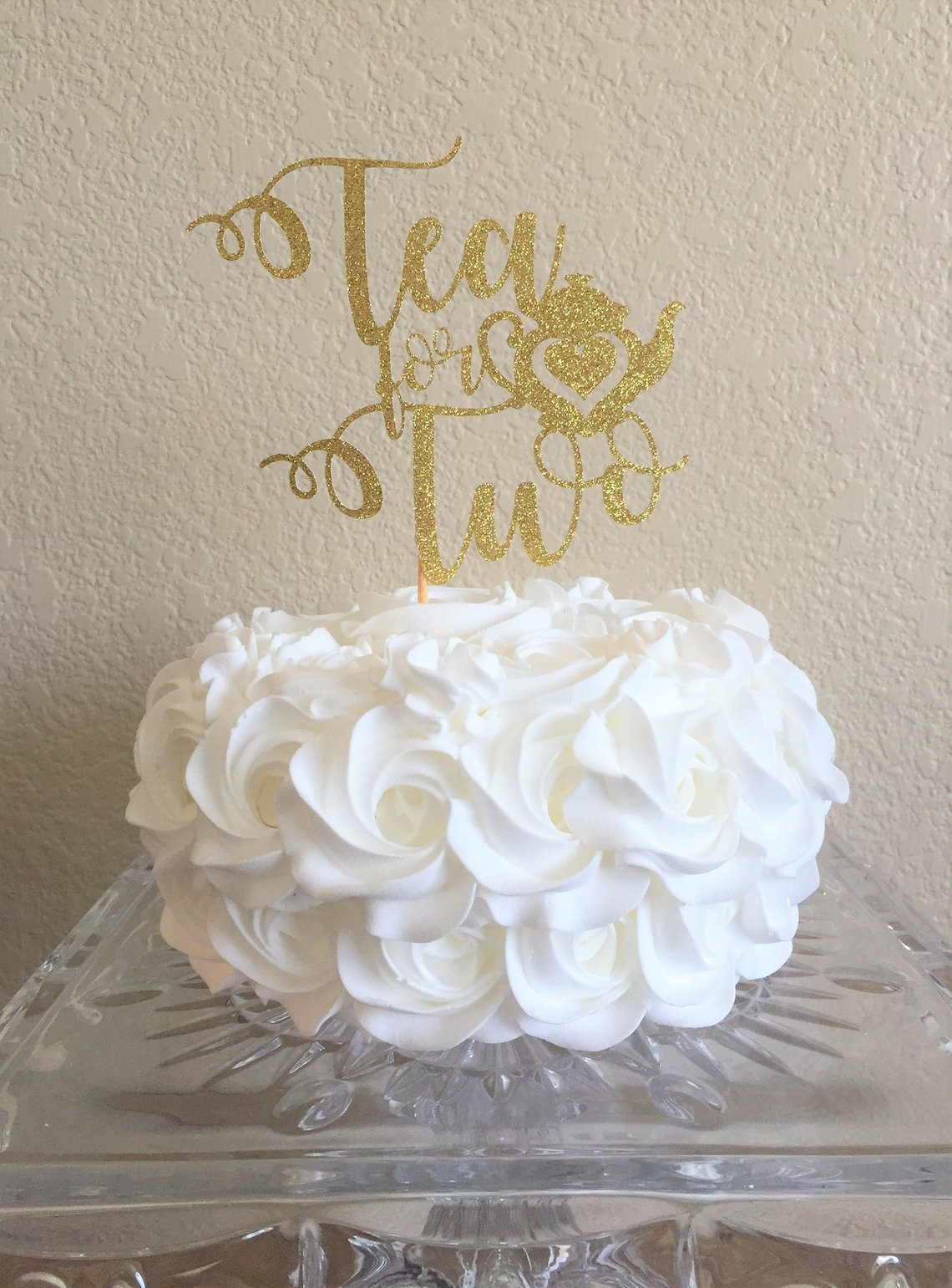 Tea for Two Cake Topper 2nd Birthday Glitter Cake Topper | Etsy