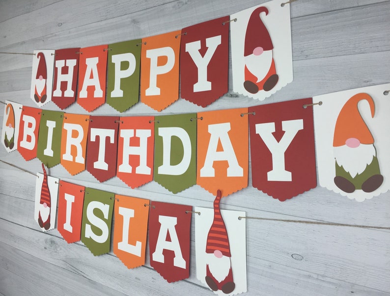 Fall Gnome Birthday Banner Cute Gnomes Gnome Birthday - Etsy