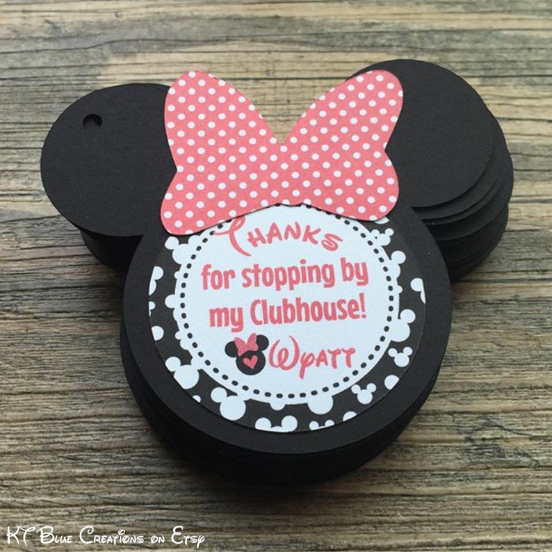 Minnie Birthday Party Tags Minnie Favor Tags Red/black - Etsy