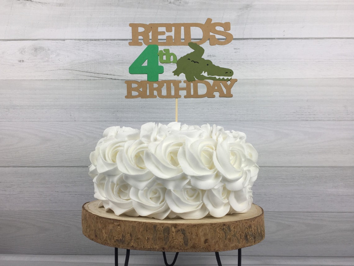 Reptile Birthday Cake Topper Alligator Cake Topper With Name - Etsy