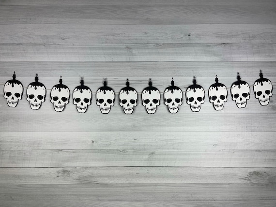 Halloween Party Vintage Skull Candle Spooky Candle Garland Skull Banner ...