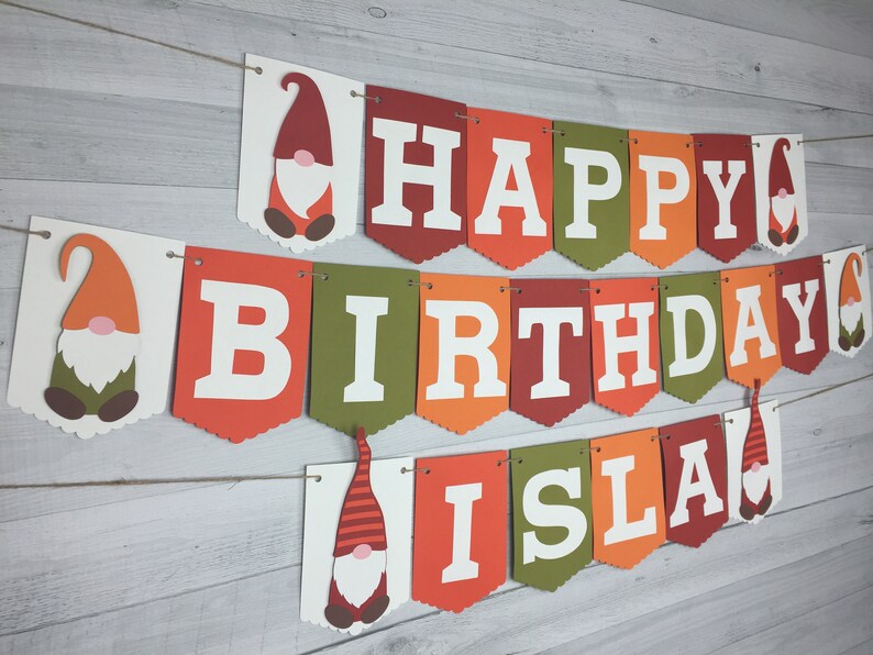 Fall Gnome Birthday Banner - Cute Gnomes - Gnome Birthday Party ...