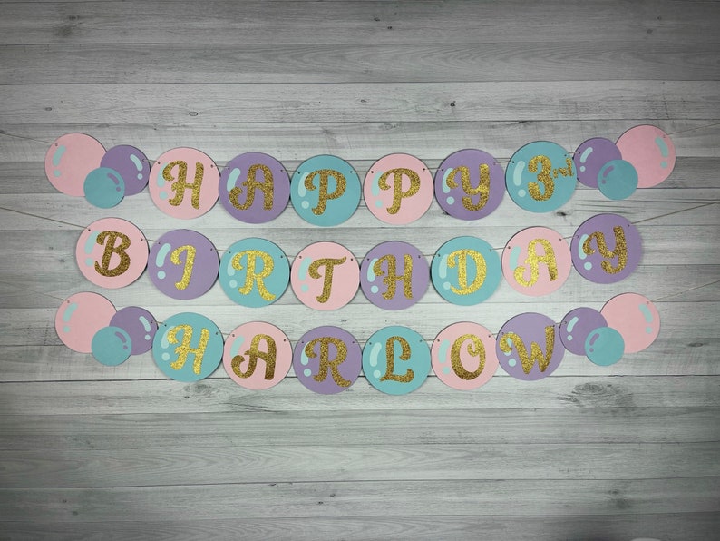 Bubbles Birthday Banner Bubble Birthday Pastel Bubble - Etsy