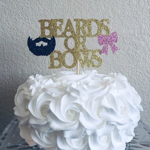 Beards or Bows Cake Topper - Pink/black/gold - Gender Reveal Baby ...