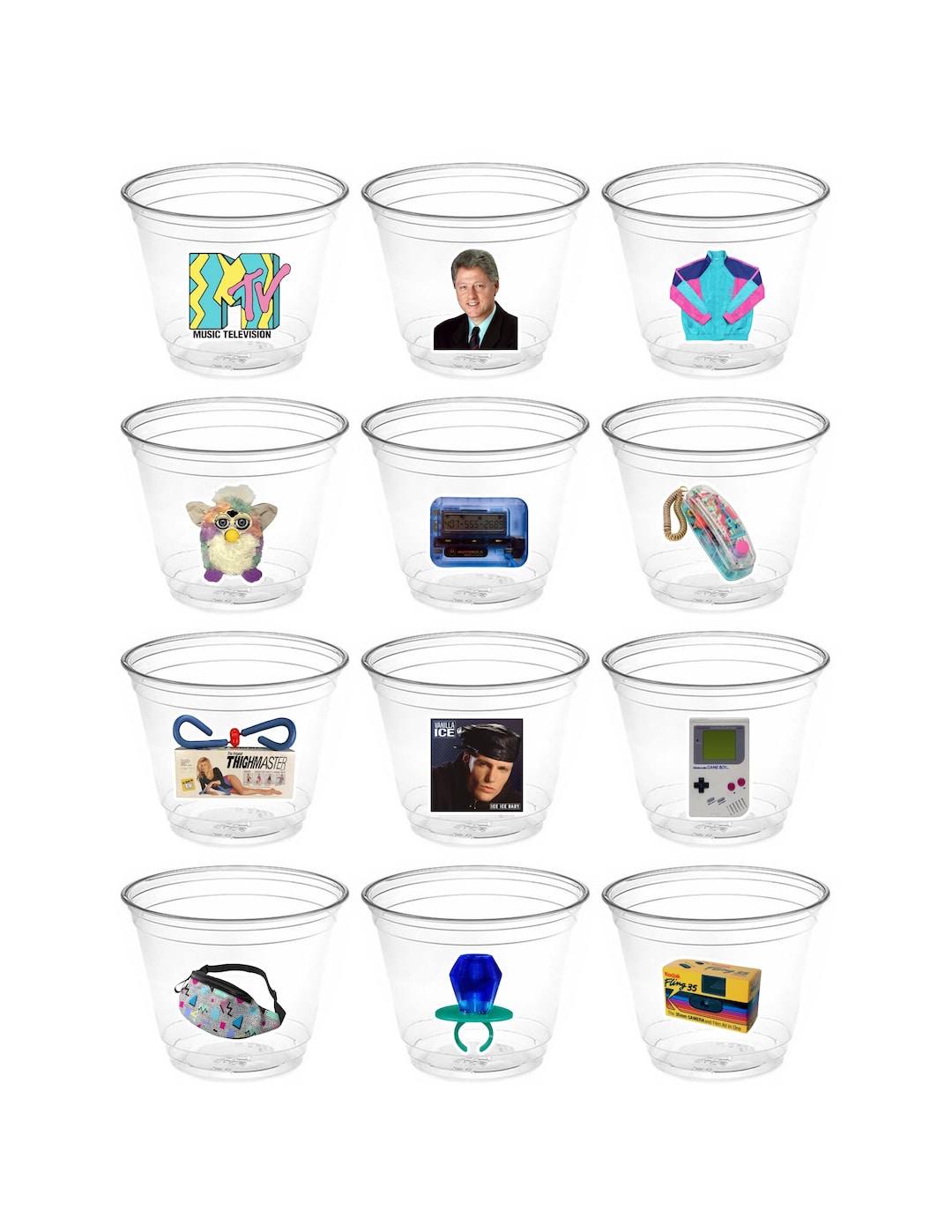 90's Party Cups - 1990's Party - Disposable Plastic Cups, 9oz - Iconic ...