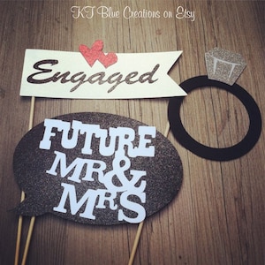 Engagement GLITTER Photo Props - Engagement Party - Bridal Shower - Mr ...