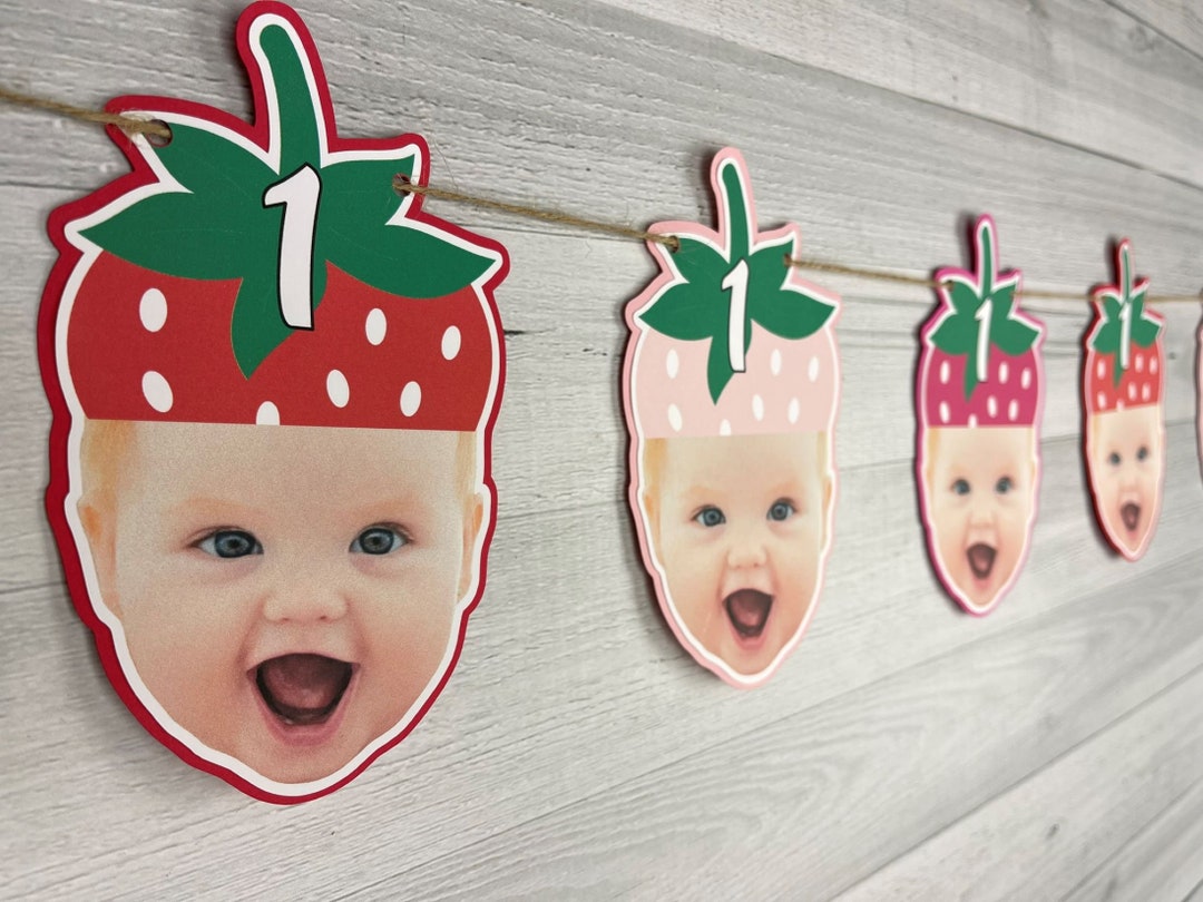 Strawberry Birthday Custom Face Garland - Berry 1st Birthday - Face ...