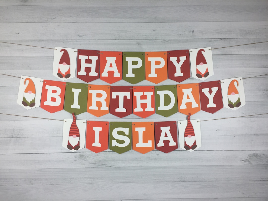 Fall Gnome Birthday Banner - Cute Gnomes - Gnome Birthday Party ...
