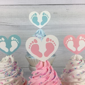 Baby Feet Cupcake Toppers - Baby Shower Cupcake Toppers - Valentine ...