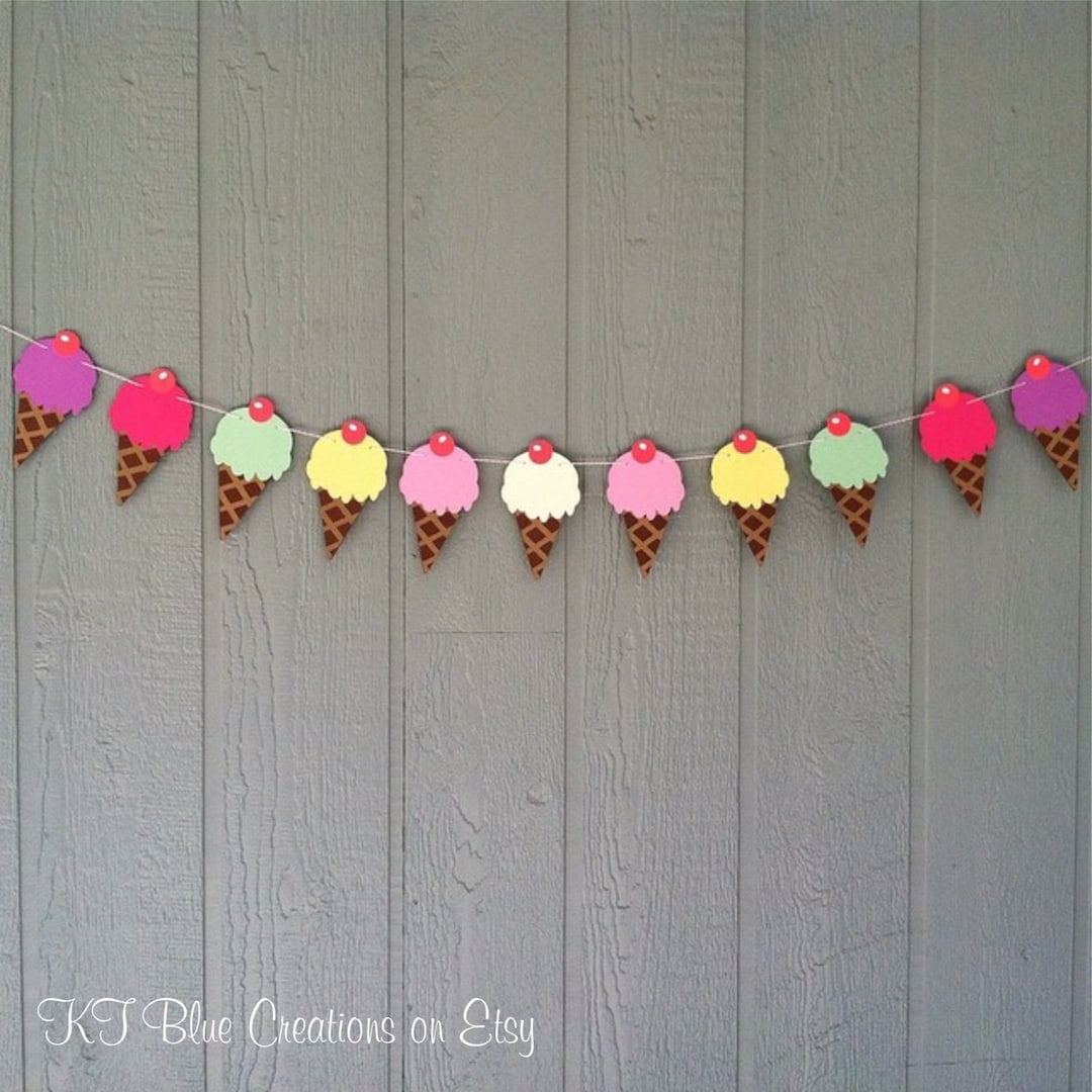 Ice Cream Cone Garland - Ice Cream Party - Summer Treats Garland - Ice ...