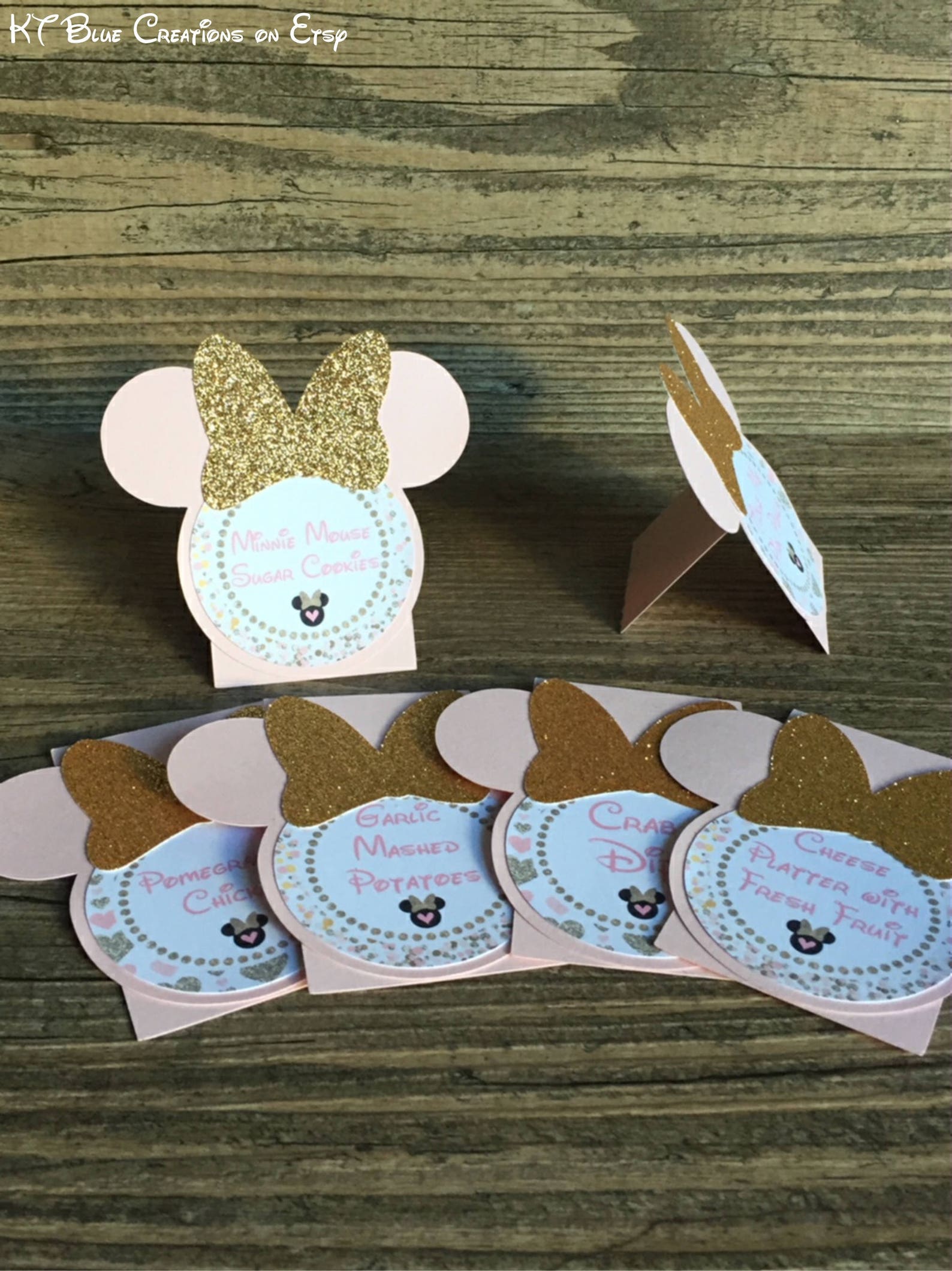 Minnie Mouse Food Labels Light Pink & GOLD GLITTER Custom - Etsy