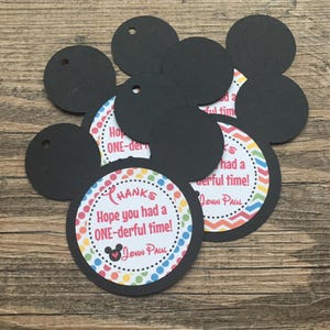 Mickey Mouse FIRST BIRTHDAY Favor Tags, Thank You Tags, Gift Tags ...