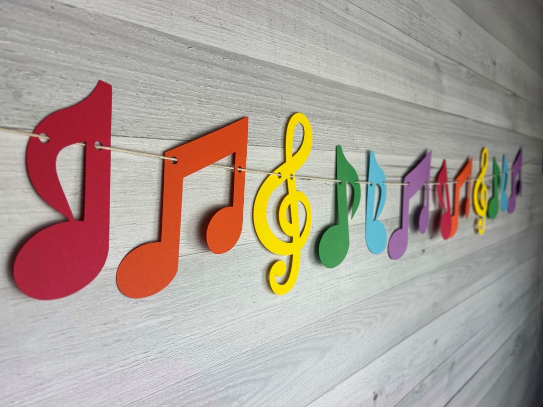 Rainbow Music Note Garland - Kids Music Party - Rainbow Notes Birthday ...