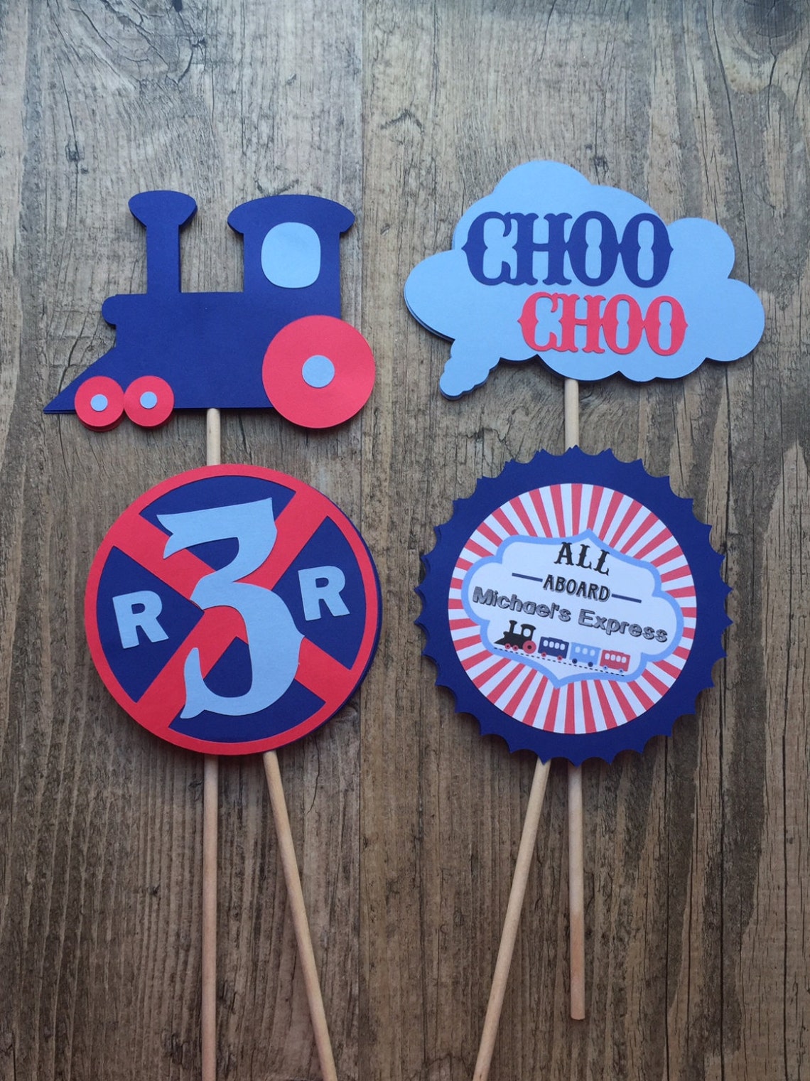 Vintage Train Centerpieces DOUBLE-SIDED Train Birthday | Etsy