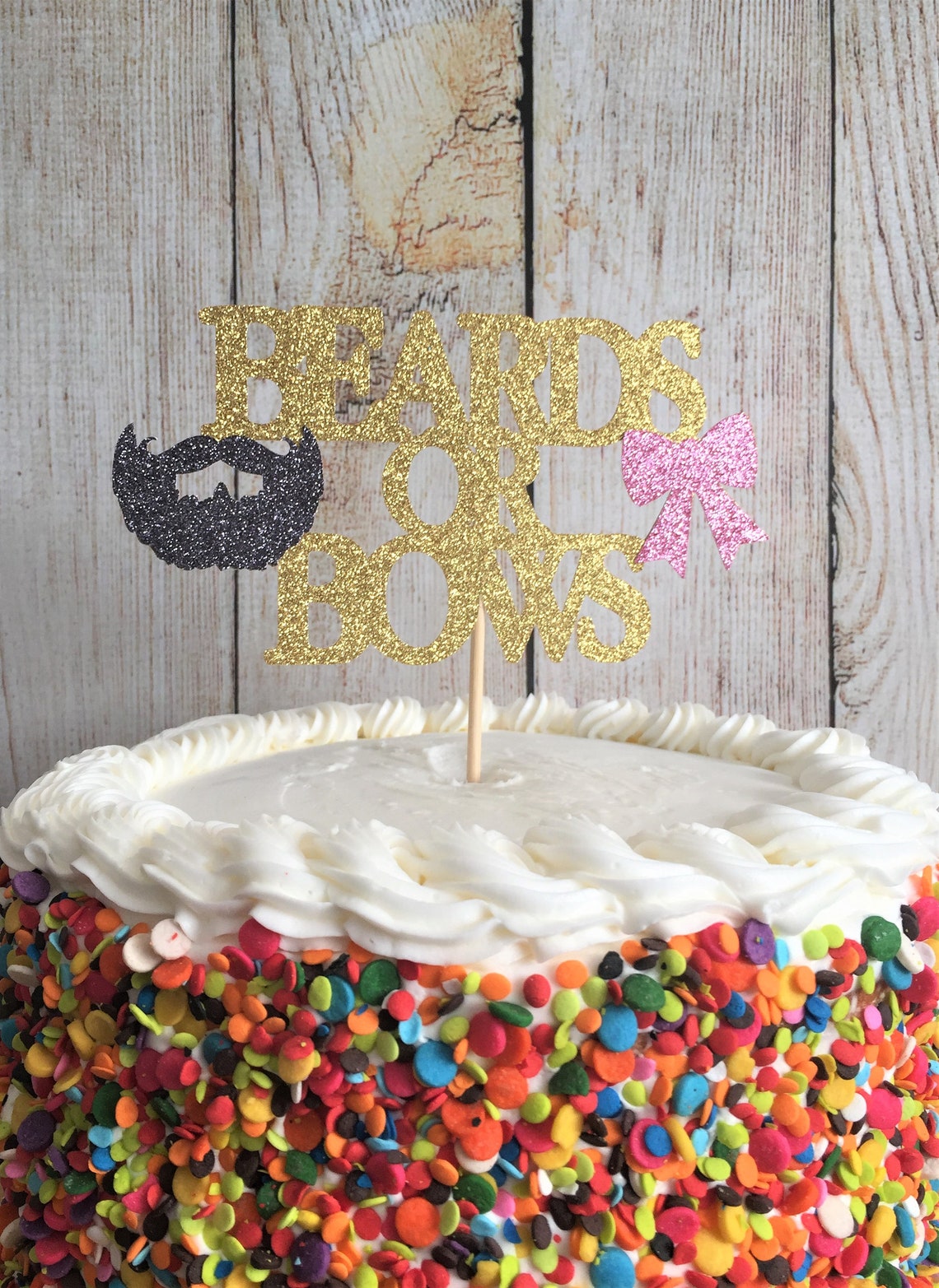 Beards or Bows Cake Topper Pink/black/gold Gender Reveal - Etsy