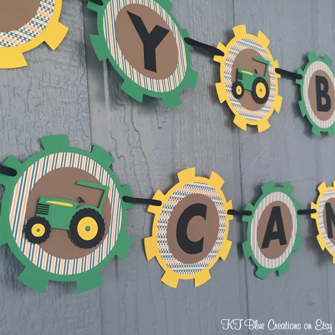 Tractor Birthday Banner - Personalized - Green, Yellow, Kraft & Black ...