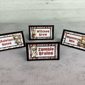 Creepy Dolls Food Tent Cards - Halloween Horror Buffet Labels - Gothic ...